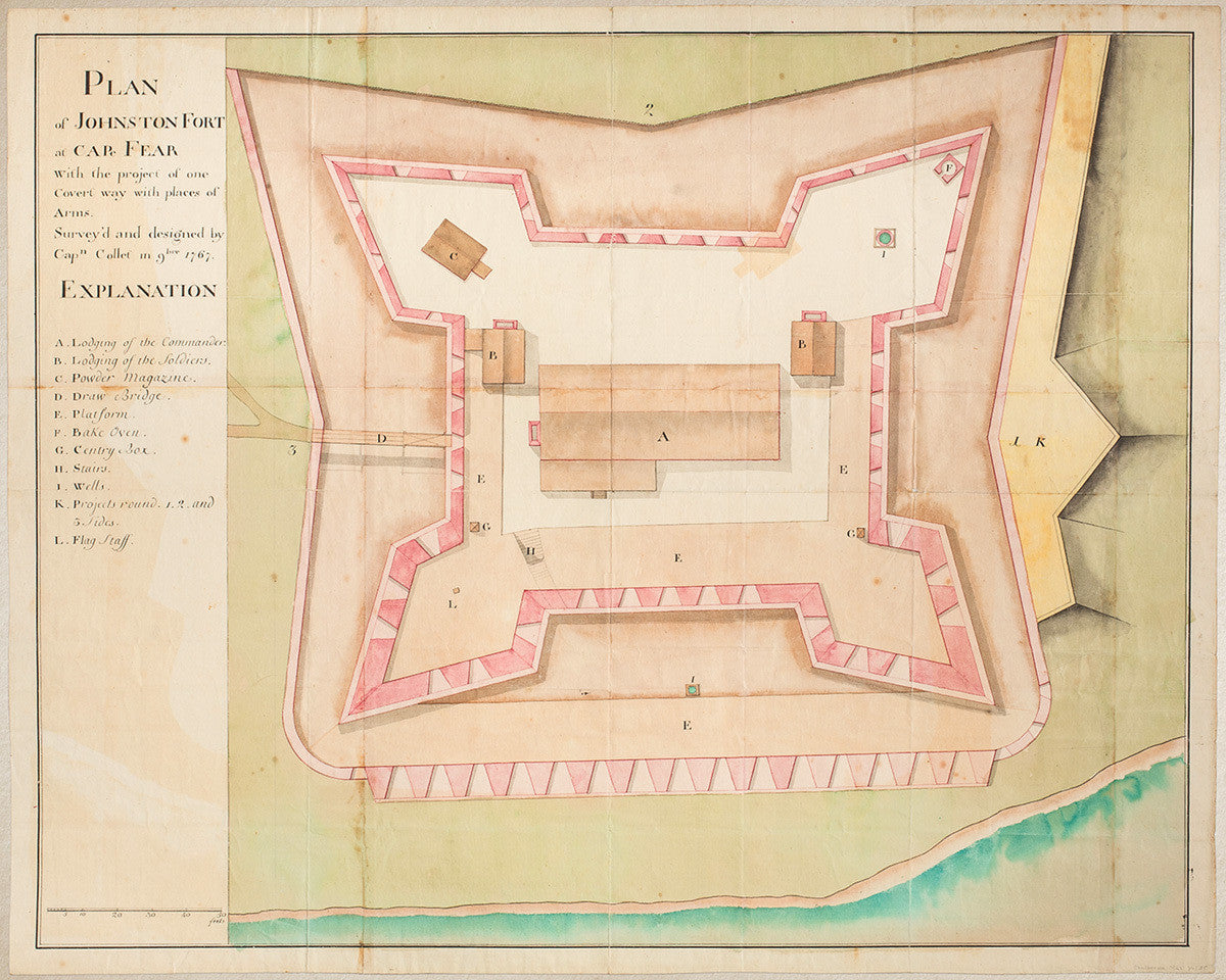 Plan of Fort Johnston, NC, John Collet | Battlemaps.us