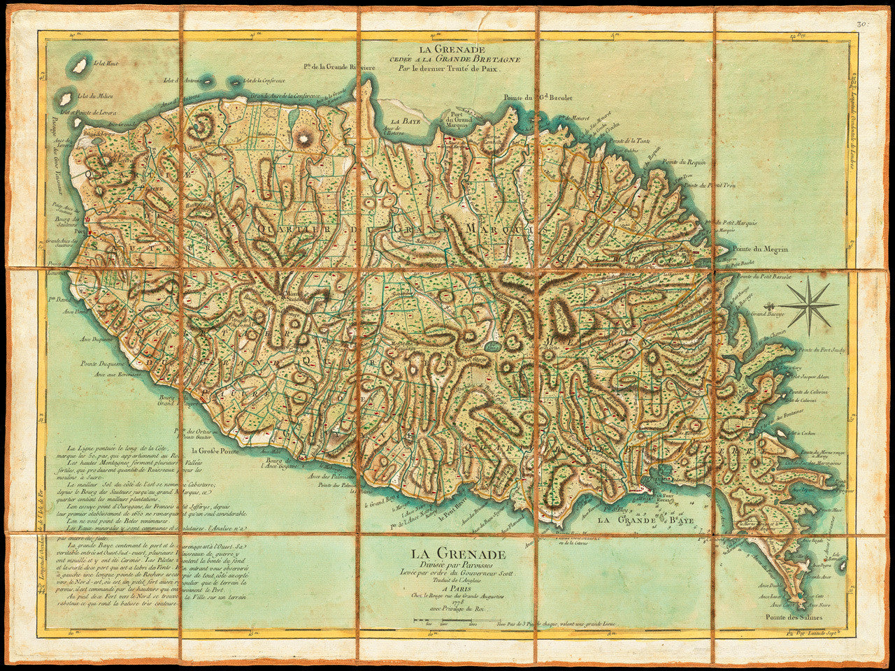 Map of Grenada, 1778, La Grenade, Jefferys, Le Rouge | Battlemaps.us