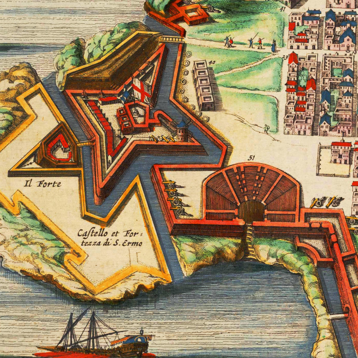 Malta, 1663, Valletta Citta & Fortezza, Blaeu Map | Battlemaps.us