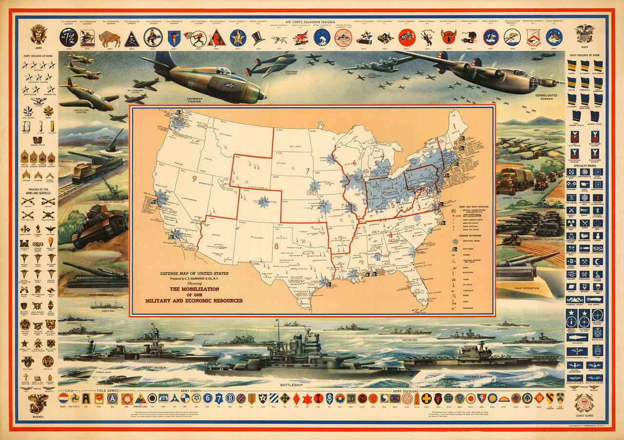 USA, 1942, WWII Defense Map | Battlemaps.us